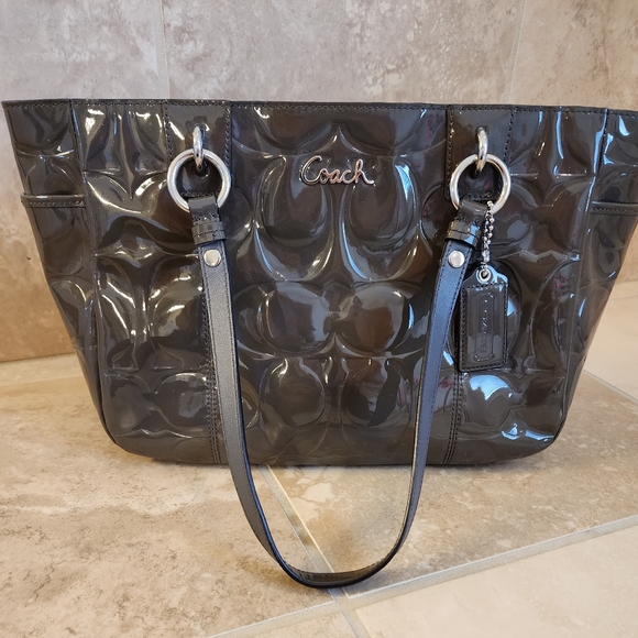 Coach | Bags | Coach Gray Patent Leather Purse | Poshmark